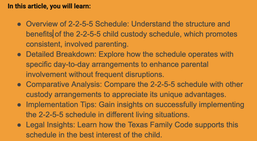 Understanding the 2-2-5-5 Custody Schedule in Texas